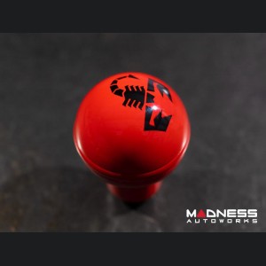 FIAT 500 Gear Shift Knob by BLACK - Red Base Red Top w/ Black ABARTH Scorpion Logo - V1